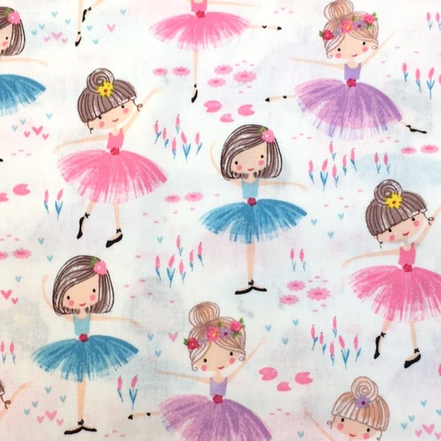 Craft Cotton Company Ballet Dancers on White 100% Cotton by the half ...